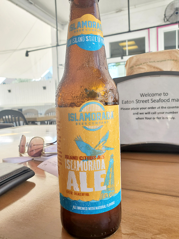 Nothing complements seafood like a cold Islamorada Ale. Florida in a bottle, condensation included.