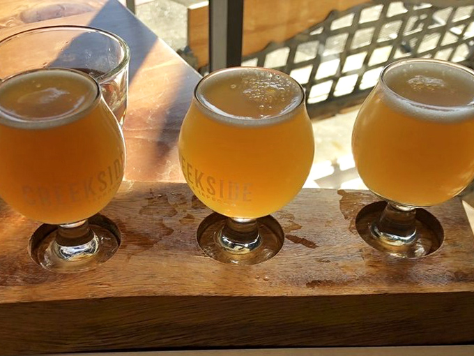 Three golden glasses of liquid sunshine – a flight that takes your taste buds on a journey without the TSA pat-down.