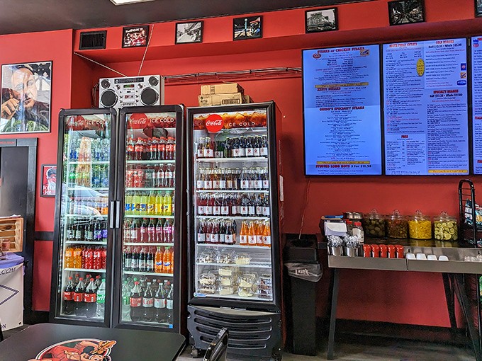 Thirsty? The beverage selection rivals the food menu. Nothing completes a cheesesteak experience like an ice-cold soda.