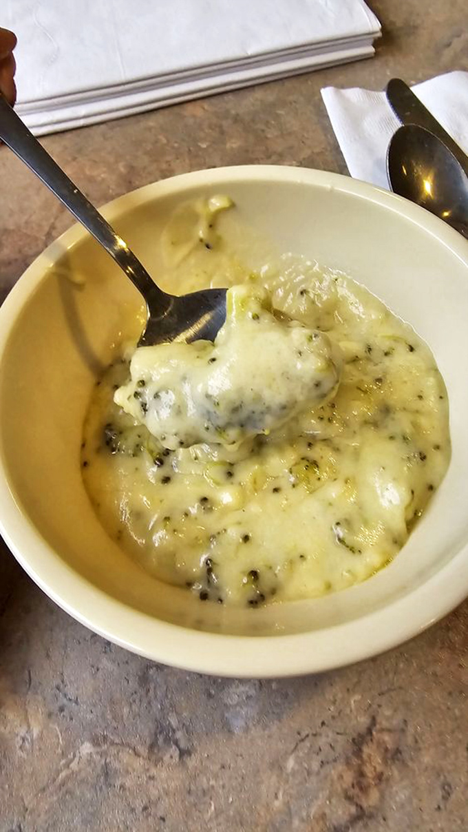 This broccoli cheddar soup is thick enough to stand a spoon in&mdash;winter comfort that sticks to your ribs and warms you from the inside out.