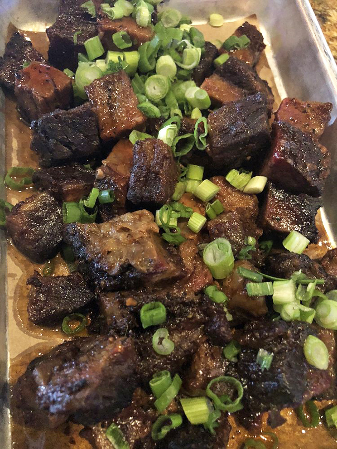 Burnt ends that are basically meat candy for adults who've earned the right to indulge.