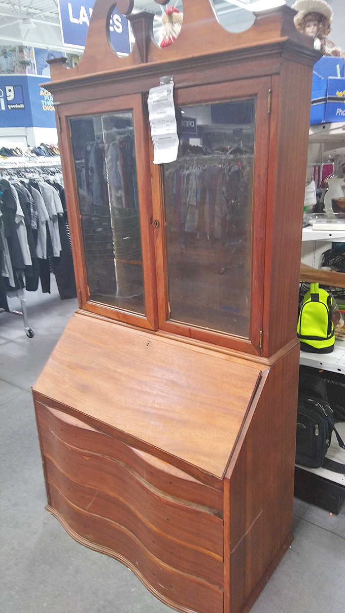 This vintage secretary desk has stories to tell. Imagine the letters written here, now waiting for your grocery lists and work-from-home setup.