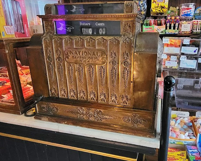 The antique National cash register doesn't just ring up sales&mdash;it rings up memories, each transaction a ticket to nostalgia.