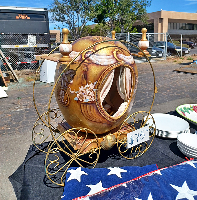 Cinderella's ride after the fairy godmother got really into steampunk. This golden carriage proves that someone's decorating fantasy can become your conversation piece.