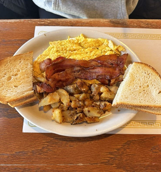 The breakfast trinity: eggs, bacon, and potatoes. Some relationships are complicated&mdash;this one isn't.