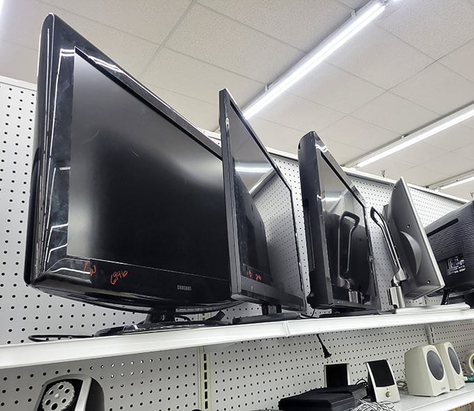 Television screens lined up like beauty pageant contestants, each hoping to be crowned "Most Likely to Enter Your Living Room."