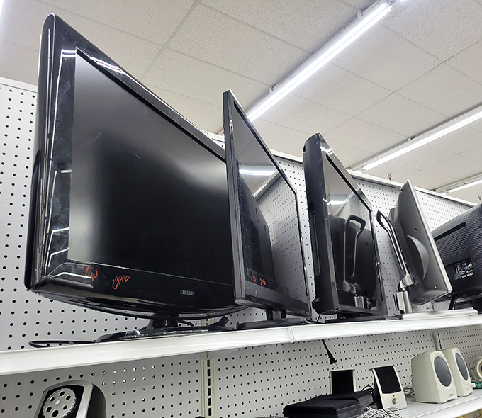 Television screens lined up like beauty pageant contestants, each hoping to be crowned "Most Likely to Enter Your Living Room."
