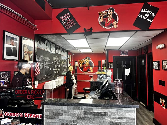 The ordering counter stands ready for action &ndash; where dreams of cheesesteak glory become delicious reality.