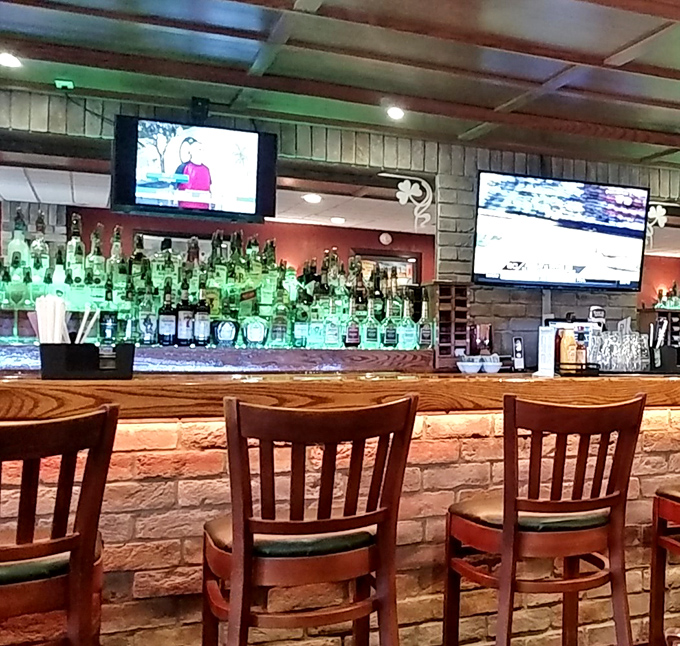Bar seating that invites you to settle in and stay awhile. Those wooden chairs have supported countless happy diners through countless delicious meals.