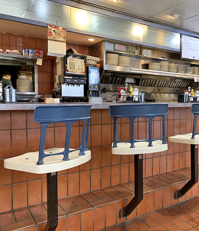 Counter seats: the front-row tickets to breakfast theater where regulars exchange wisdom and newcomers become part of the family.