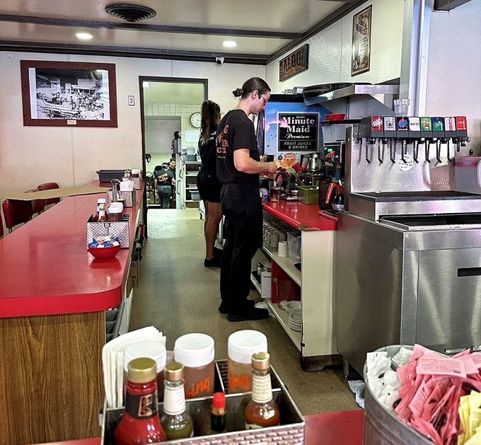 Where the magic happens &ndash; a classic diner counter space that's seen more breakfast dreams come true than most fairy godmothers.