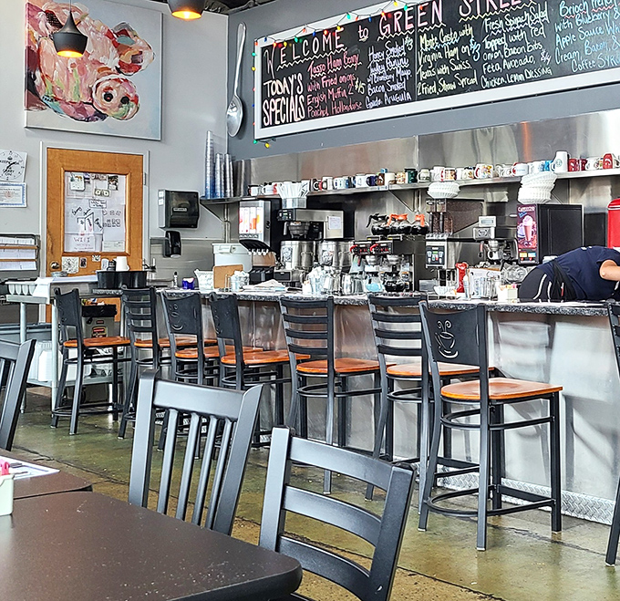 Counter culture at its finest. The best seats in the house offer front-row views of breakfast theater and coffee refills at record speed.