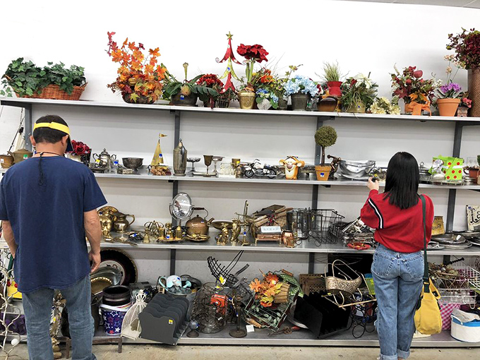 Home d&eacute;cor treasures await eagle-eyed shoppers. Those brass figurines are one spray paint away from Pinterest-worthy.