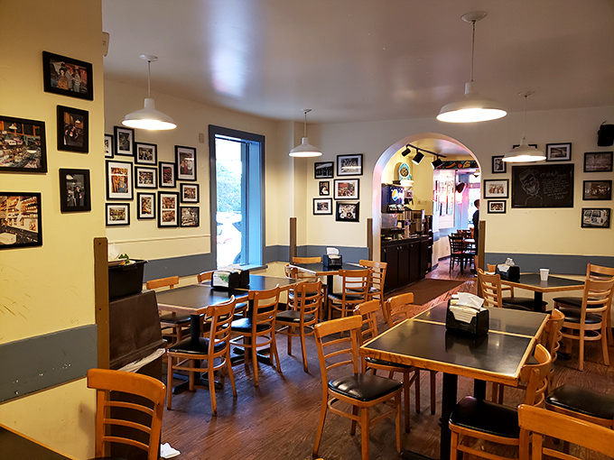 The dining room hums with the satisfied sounds of people having religious experiences with sandwiches. Those walls have heard many "mmmmms."