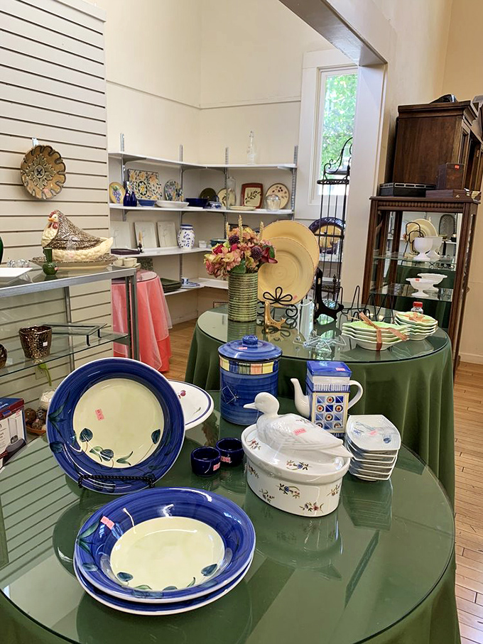 The dishware section offers everything from everyday plates to "only when the in-laws visit" serving pieces at prices that encourage entertaining.