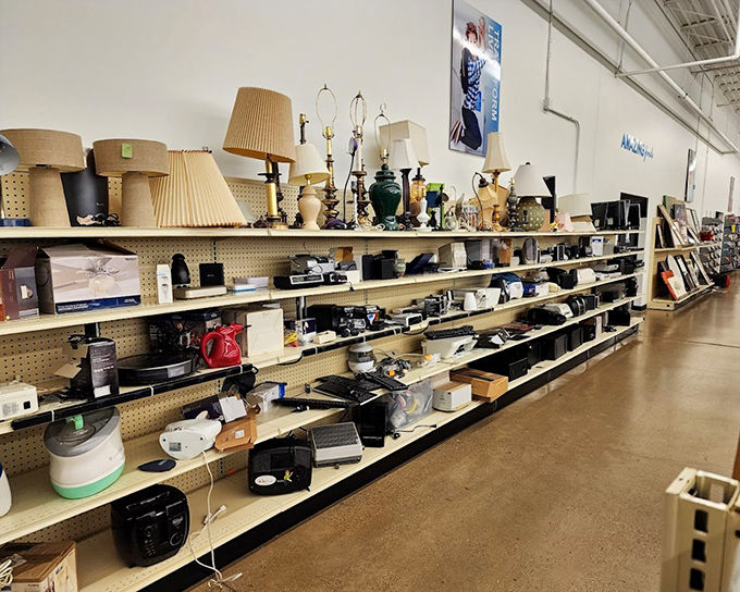 Lamp department or time machine to 1970s rec rooms? Those vintage shades have illuminated countless late-night conversations and family game nights.