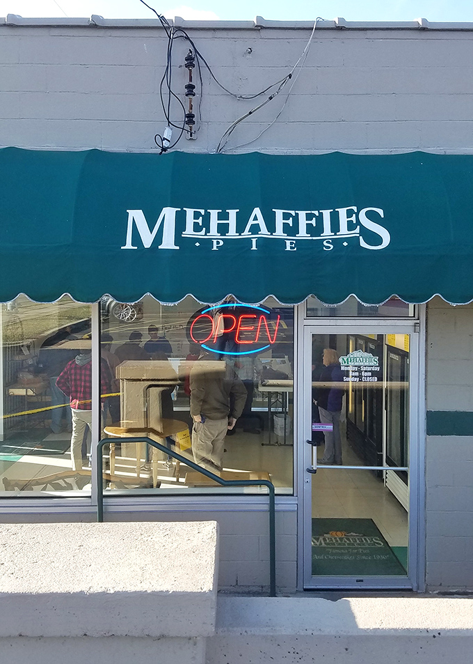 The entrance beckons with promises of homemade goodness. That neon "OPEN" sign might be the most beautiful sight in Dayton.