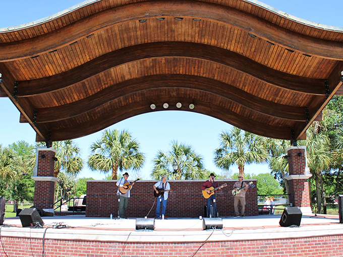 The amphitheater hosts local musicians who provide the soundtrack to DeLand's perfect evenings. Live music under Florida skies!