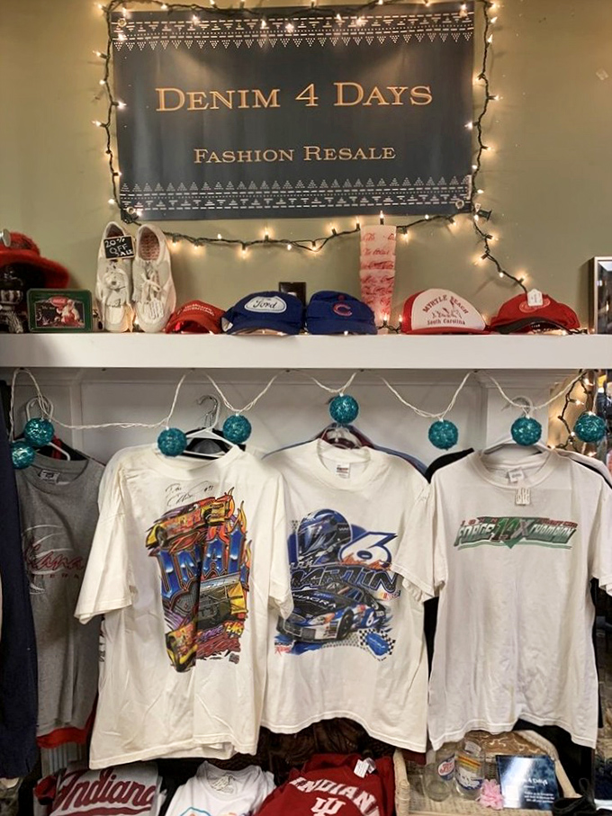 Fashion from every decade hangs here like a wearable history lesson in style and shoulder pads.