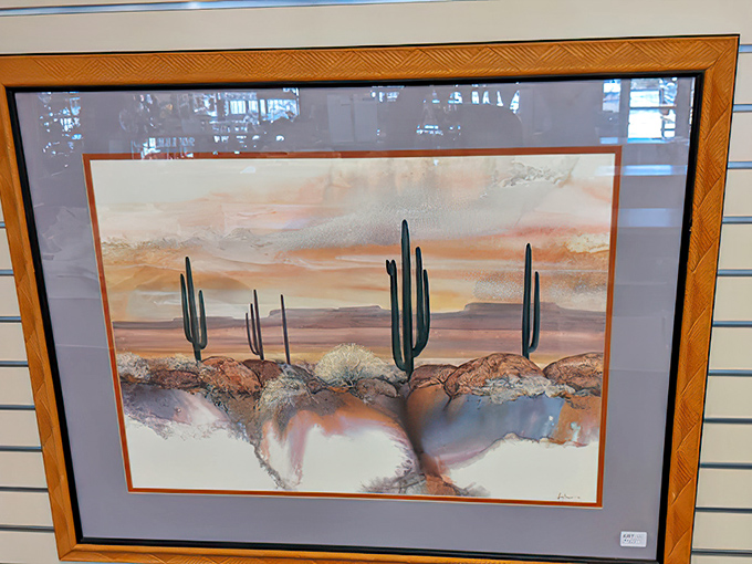 Desert sunset captured in watercolor&mdash;the quintessential Arizona artwork that's found its way from someone's living room to yours.