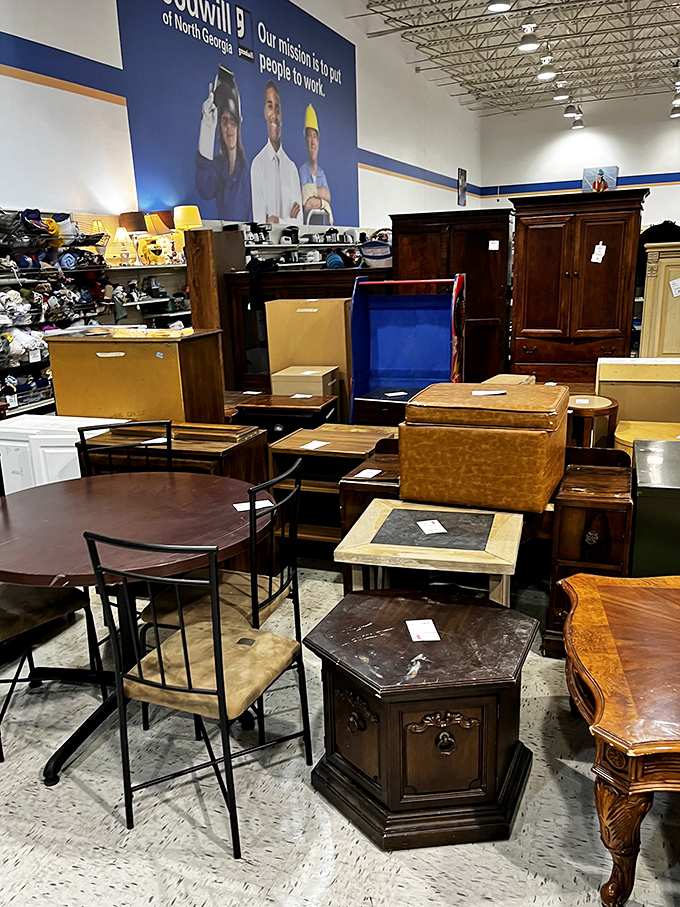 Furniture pieces stand ready for their second act in someone's first apartment or forever home.