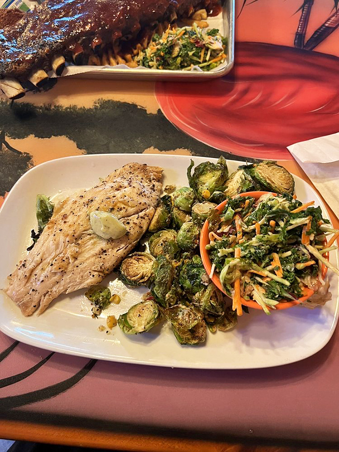 Proof that not everything at Fish Camp needs breading&mdash;this perfectly grilled mahi with roasted vegetables is Florida's lighter side done right.
