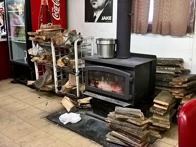 The wood-fired heart of Jake's operation. That's not just a stove – it's a flavor laboratory with decades of delicious experiments.