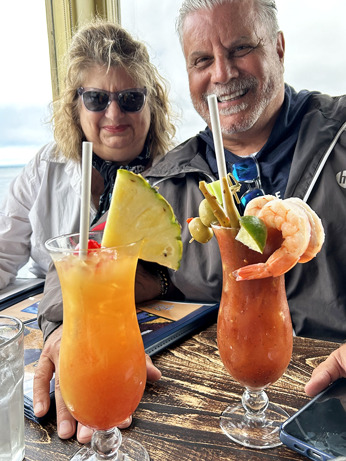 Cocktails with garnishes so elaborate they count as an appetizer. That Bloody Mary has more seafood than some restaurant entr&eacute;es.