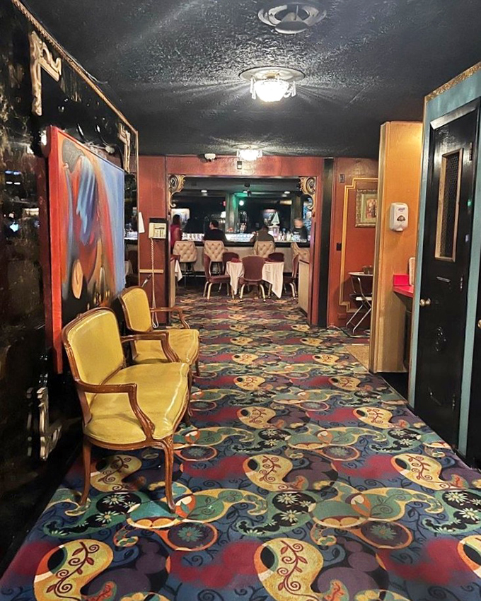The hallway at HOBNOB feels like walking through Wisconsin supper club history, with carpet that's seen generations of special occasions.