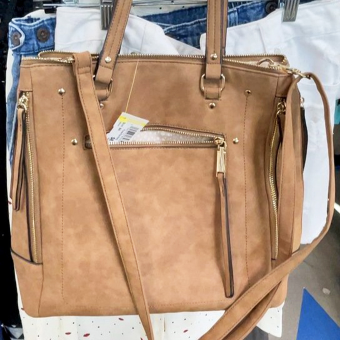 Handbag heaven! This caramel-colored beauty with its pristine gold hardware is the fashion equivalent of finding money in your coat pocket.