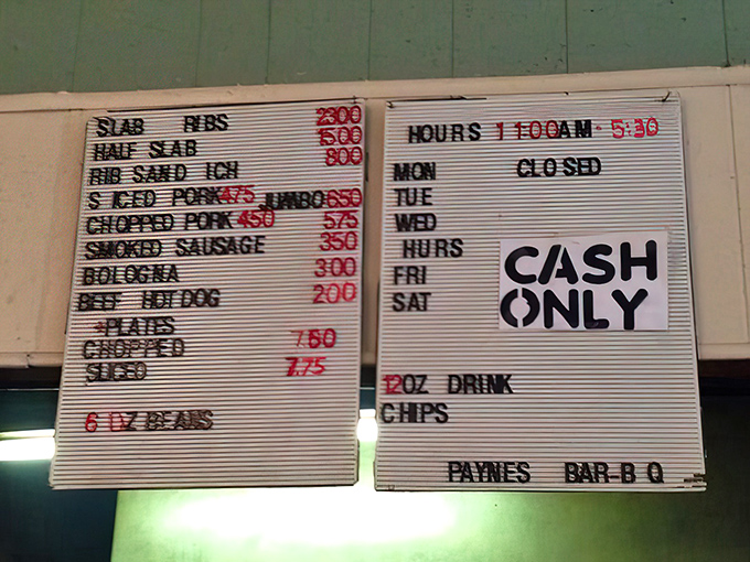 Old-school menu board with prices that make you wonder if you've accidentally time-traveled to a more affordable era.