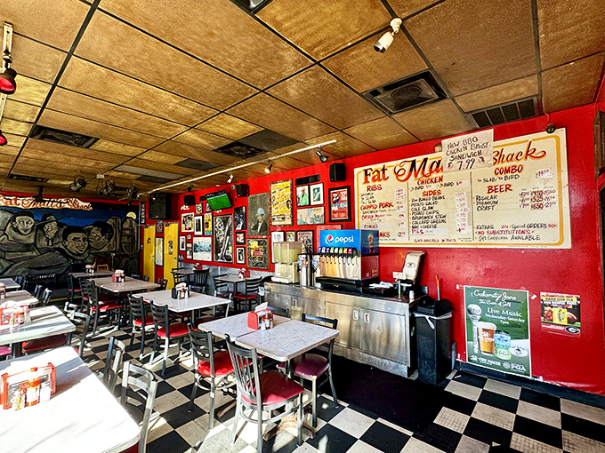 The patio beckons with colorful seating, where conversations flow as freely as the sweet tea.