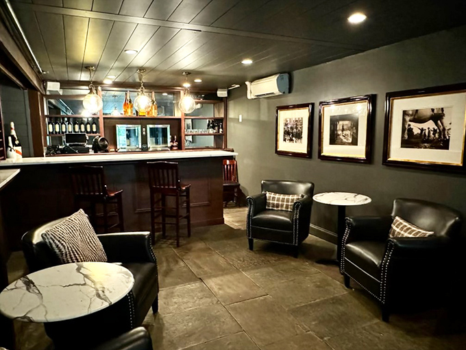 The lounge area whispers "stay awhile" with leather chairs that have probably heard every business deal in the Philadelphia area.