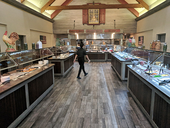 Another angle reveals the spacious dining room where strangers become friends over shared plates.