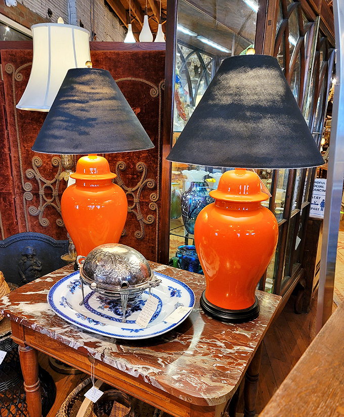 These vibrant orange lamps aren't just lighting fixtures—they're exclamation points for your living room, turning "nice place" into "WOW, what a space!"