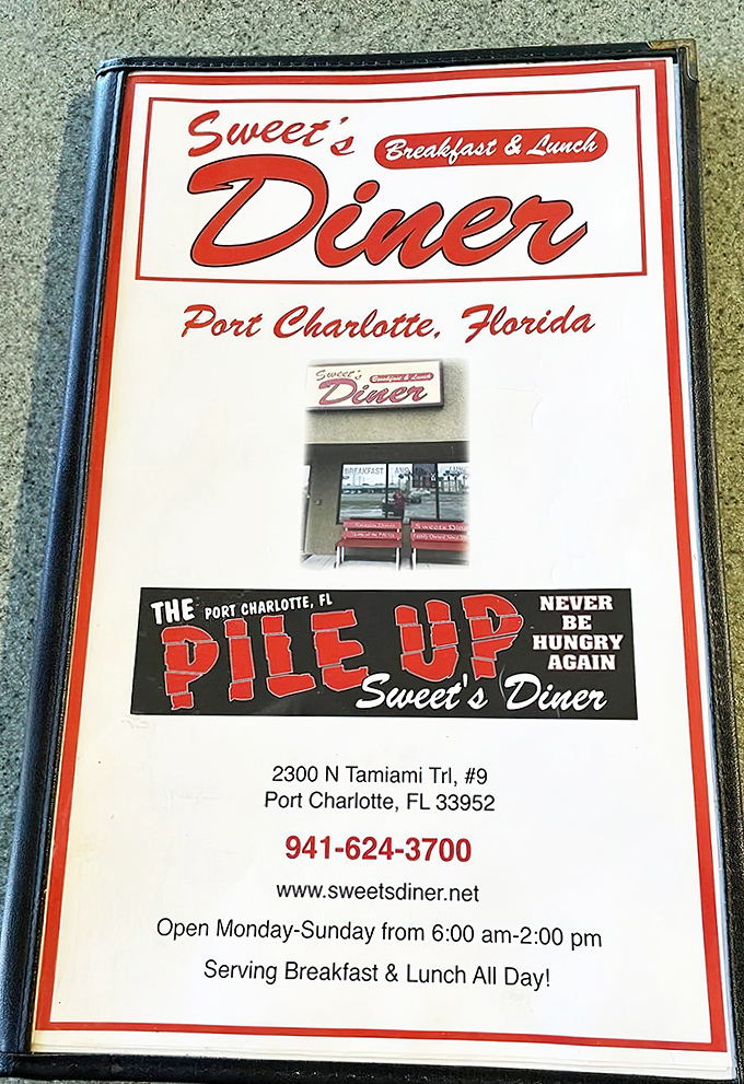 "Never Be Hungry Again"&mdash;not just a slogan but a solemn vow from the folks at Sweet's Diner, home of the legendary "Pile Up."