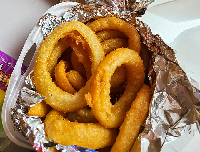 Onion rings with the perfect crunch-to-softness ratio. These golden halos deserve their own heavenly choir soundtrack with every bite.