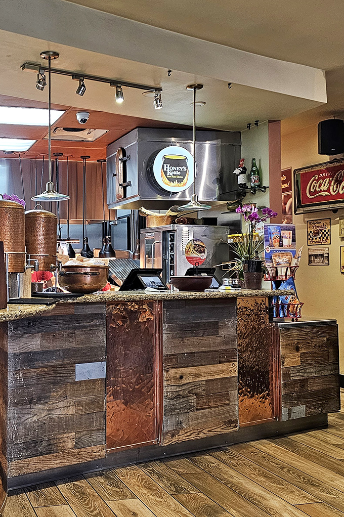 The counter where dreams come true. Order at the copper-fronted station, then prepare for chicken nirvana.