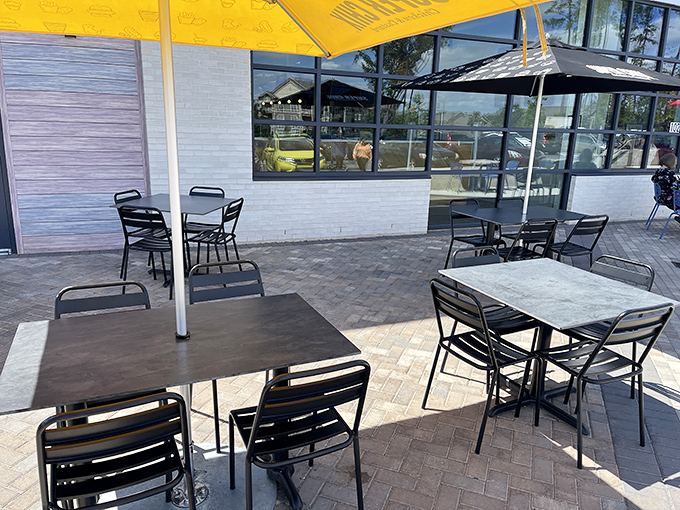 The outdoor patio: where vitamin D meets vitamin Delicious, offering the perfect stage for your chicken-induced happiness to play out.