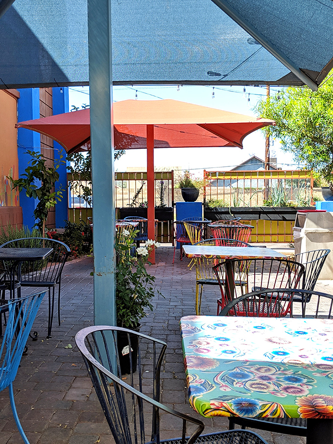 Outdoor patio dining under Arizona skies makes every bite taste like a mini vacation experience.