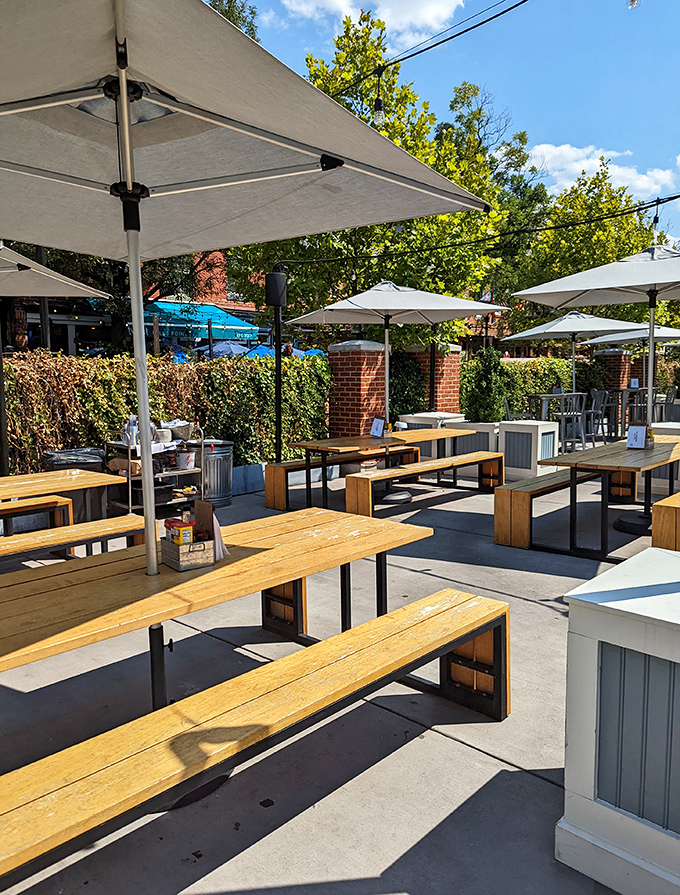 Al fresco dining that captures Baltimore's charm&mdash;simple wooden tables where summer breezes complement every bite and sip.