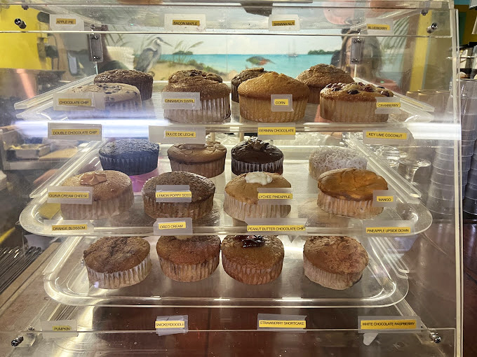 The pastry case displays an impressive array of homemade muffins that tempt even the most disciplined diners.