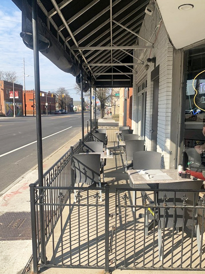 Even the outdoor seating maintains that classic diner charm that makes every meal feel like a special occasion.