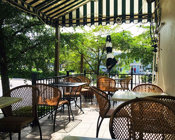 The daytime patio offers dappled sunshine through the trees&mdash;nature's Instagram filter for your lunch experience.