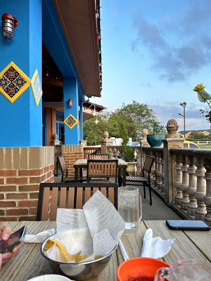 
The patio: where chips, salsa, and fresh air create the perfect Ohio afternoon. Sometimes paradise is just a table away from the parking lot. 