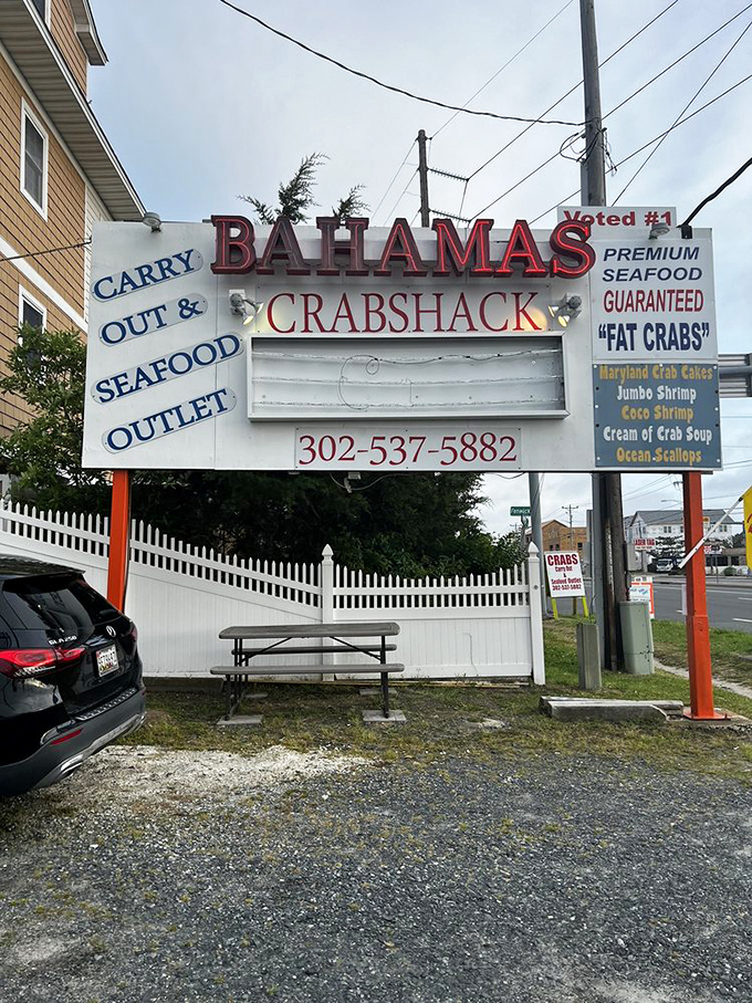 The sign proudly proclaims "FAT CRABS"&mdash;perhaps the only context where "fat" is a selling point rather than a criticism. Truth in advertising at its finest.
