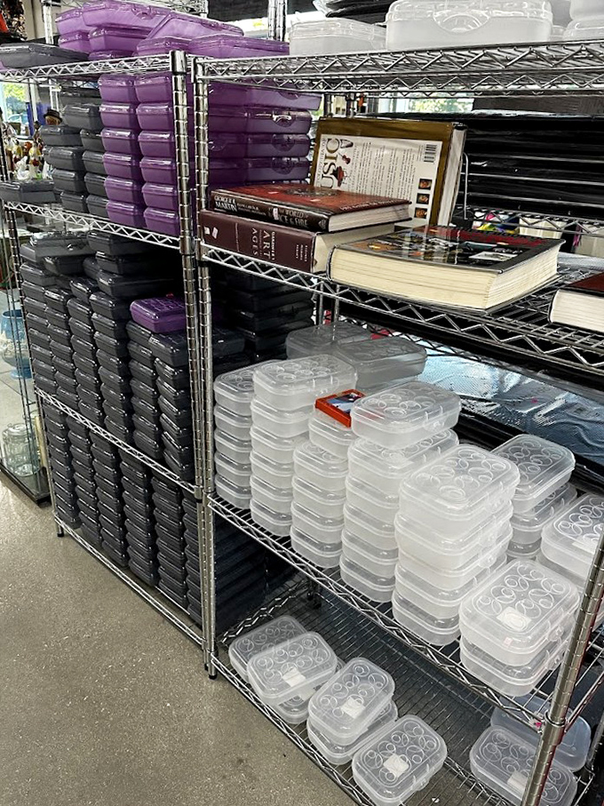 Storage solutions and literary adventures stacked side by side&mdash;practical meets intellectual in this corner of organized possibility.