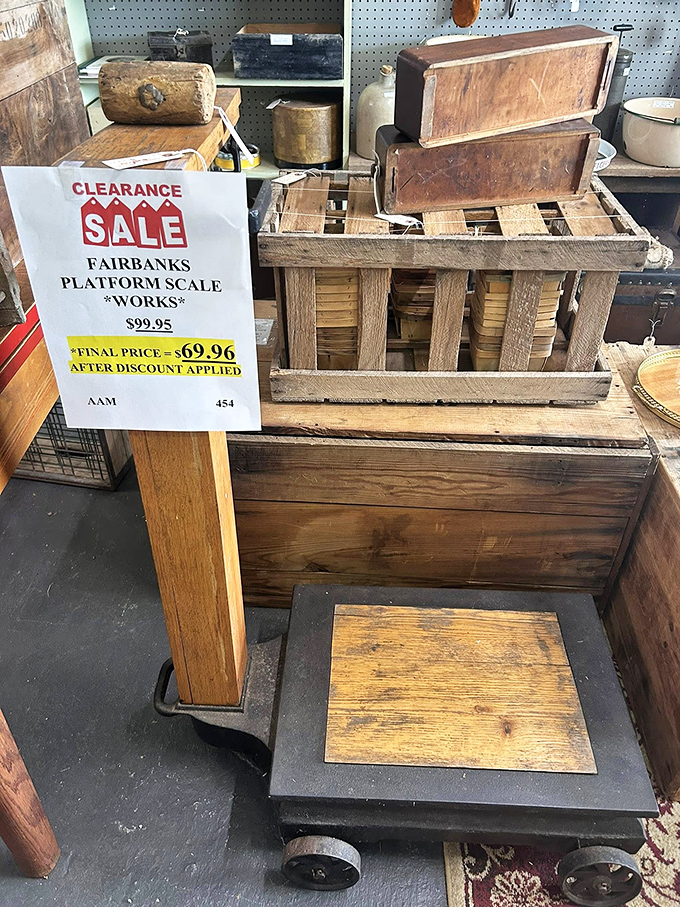 This Fairbanks platform scale once weighed someone's livelihood. At $69.96, it's weighing down your car trunk next.