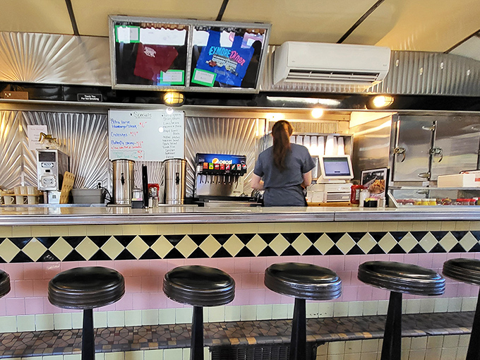 Behind this counter, breakfast dreams come true while coffee flows as freely as the local gossip.
