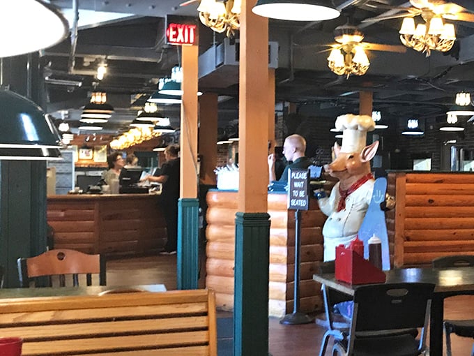 The pig chef welcomes you to his domain. He may be ceramic, but his message is clear: "I take barbecue seriously, even if I'm smiling about it."